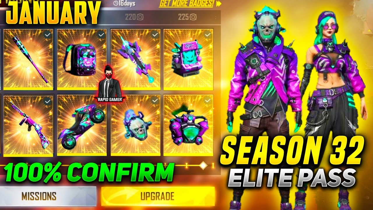 Season 32 Elite pass of Freefire || January Elite pass Freefire 🔥 ...