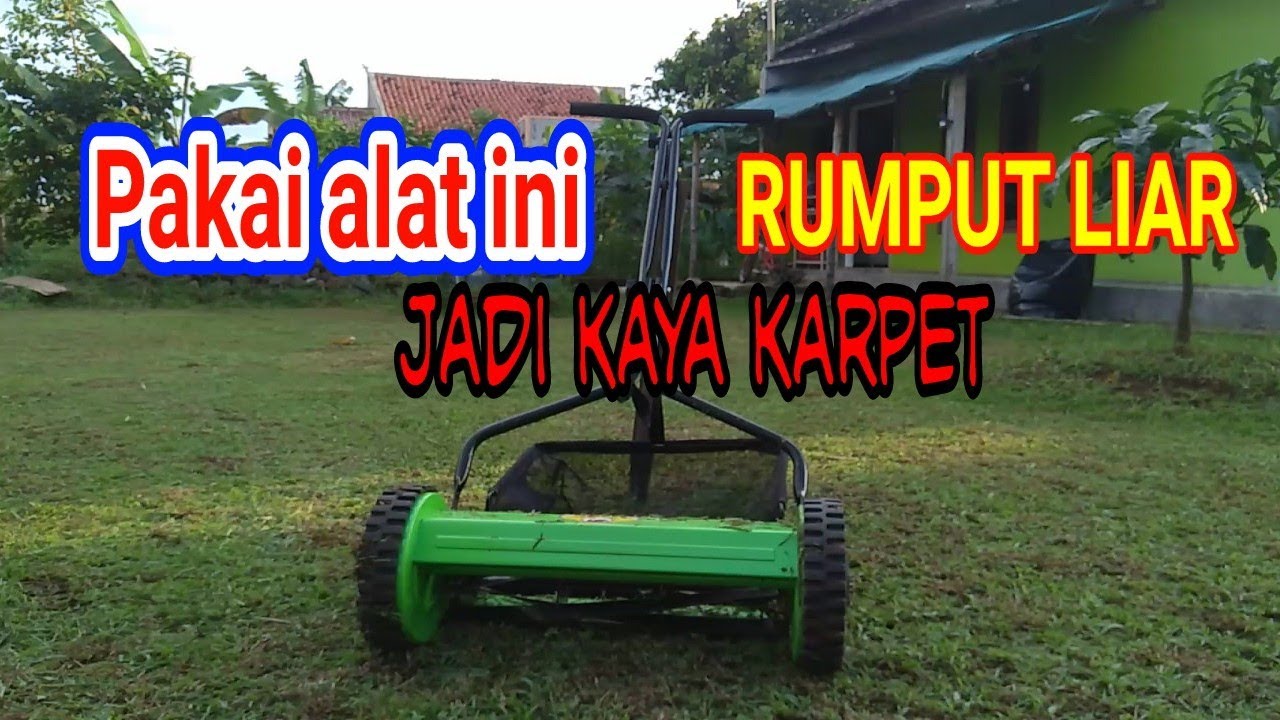 mesin potong rumput dorong manual - YouTube