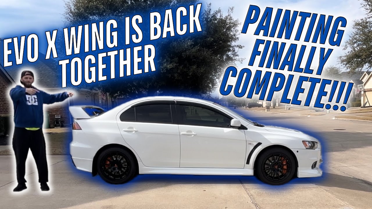 Evo X Is Finally Finished / Installing The Freshly Painted Wing - YouTube