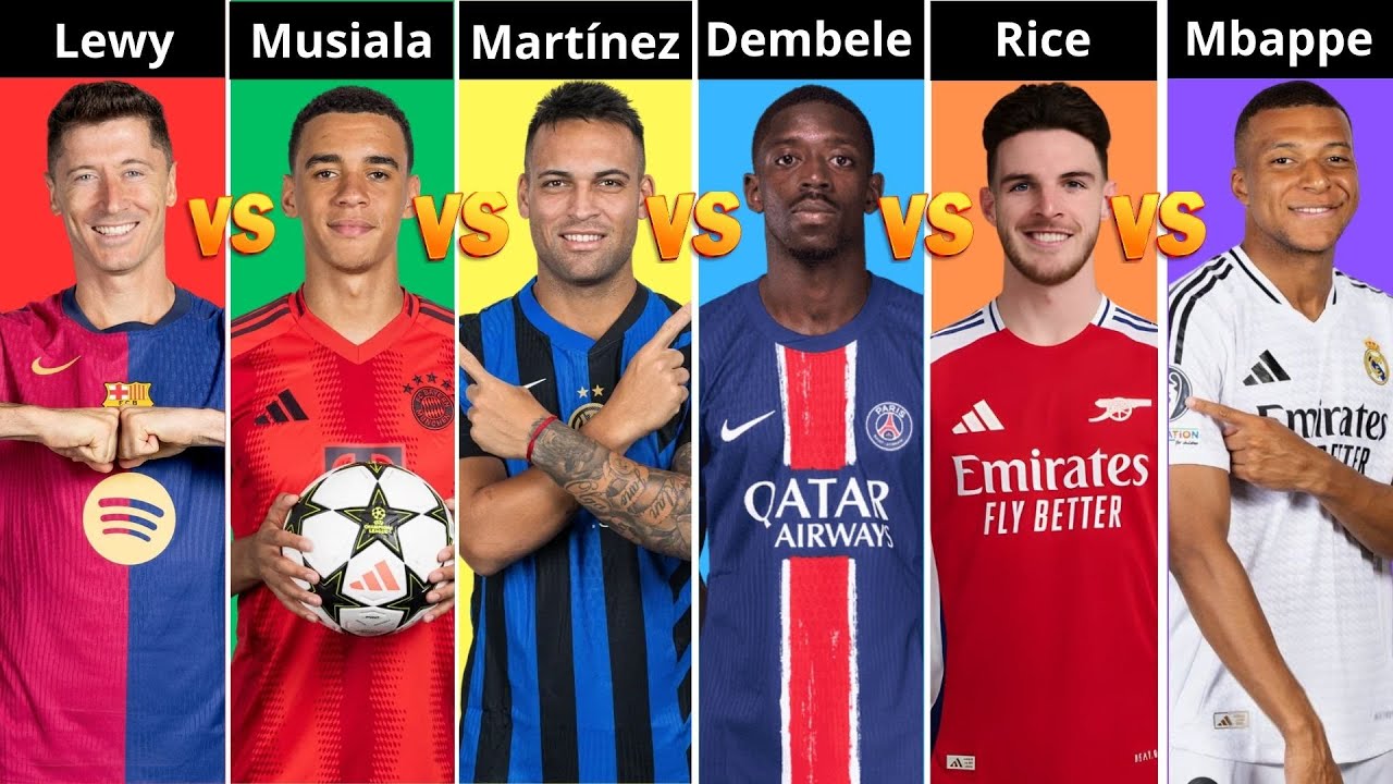 Comparison: Lewandowski Vs Musiala Vs Martinez Vs Dembele Vs Rice Vs ...