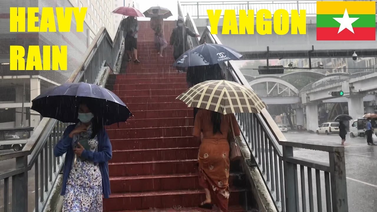 YANGON - Walking Through A Heavy Rain Today 🇲🇲 - YouTube