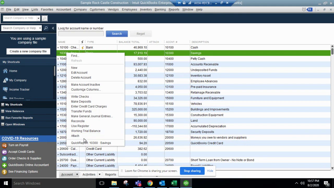 QuickBooks Desktop - Customize Chart of Accounts - YouTube