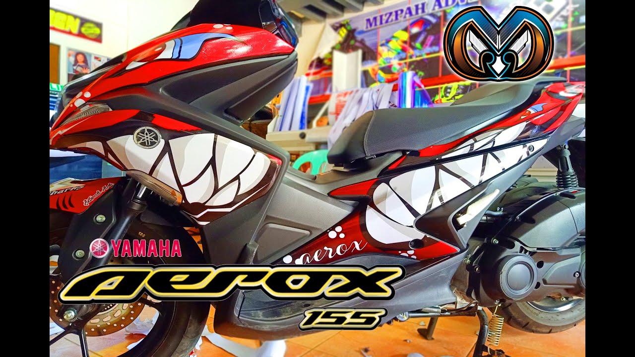 aerox 155 shark decals sticker design - YouTube