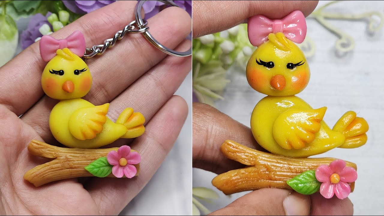 Cute bird made with homemade clay, CreativeCat, art and craft, clay ...