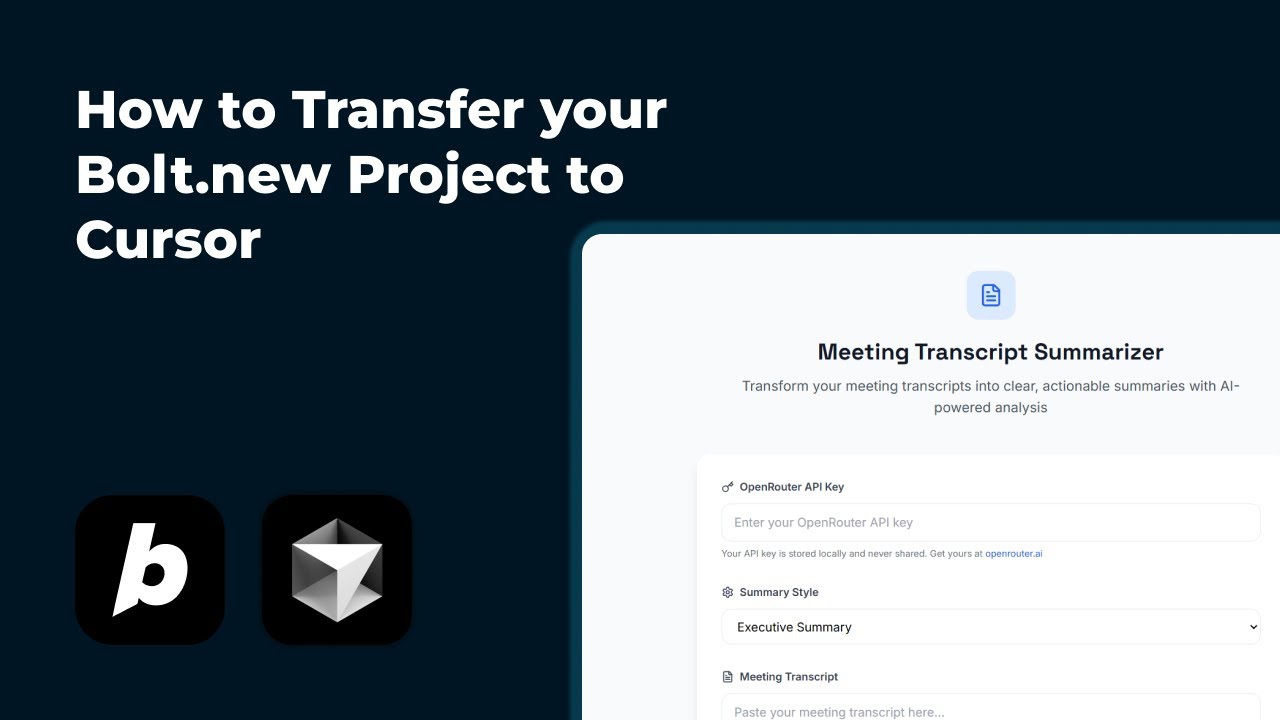 How to Transfer your Bolt new Project to Cursor | Bolt new Tutorial ...