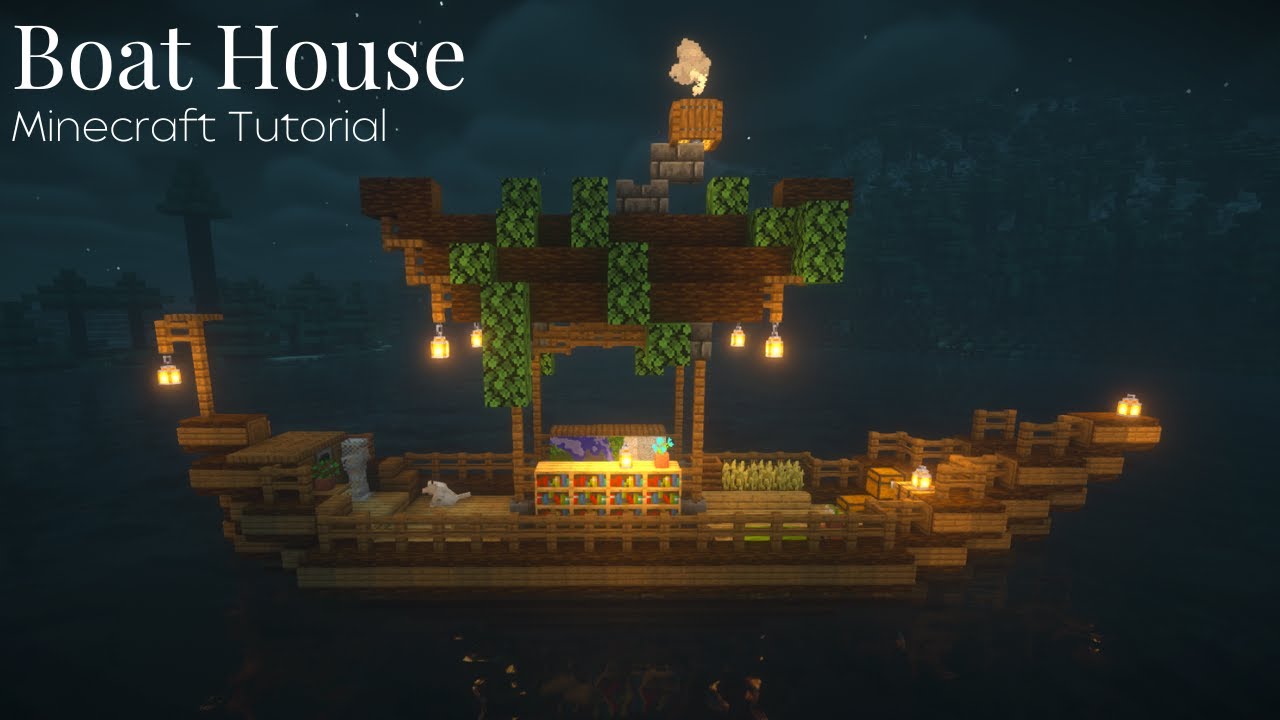 [Boat House] Minecraft Follow Along Tutorial, EASY Aesthetic Build ...