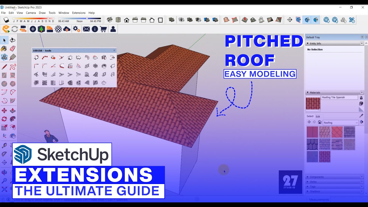 Pitched Roof Easy Modeling Sketchup Bangla Tutorial TwentySeven Studio ...