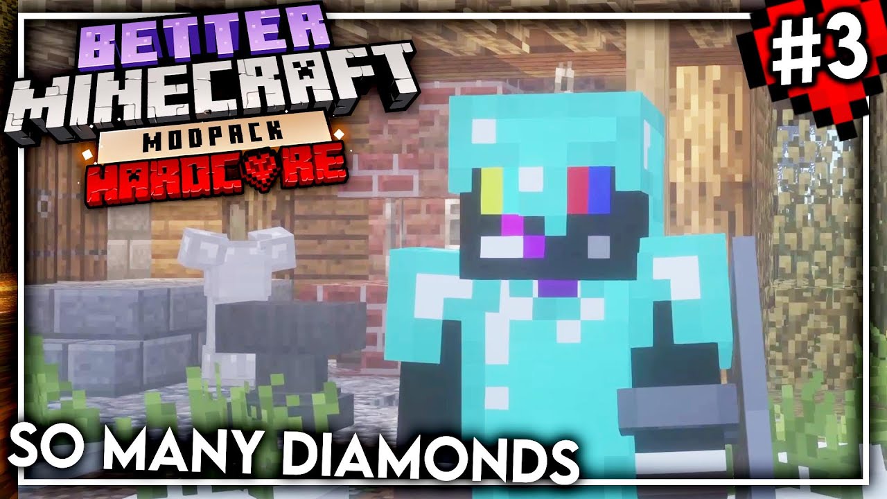 Better Minecraft Modpack HARDCORE Let's Play Ep 3 - So Many Diamonds ...