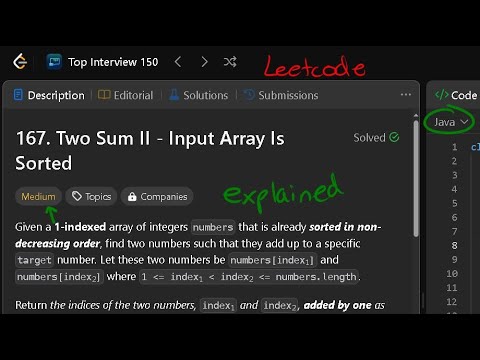 LeetCode: Two Sum II - Input Array Is Sorted | JAVA | array, two pointers, binary search ...