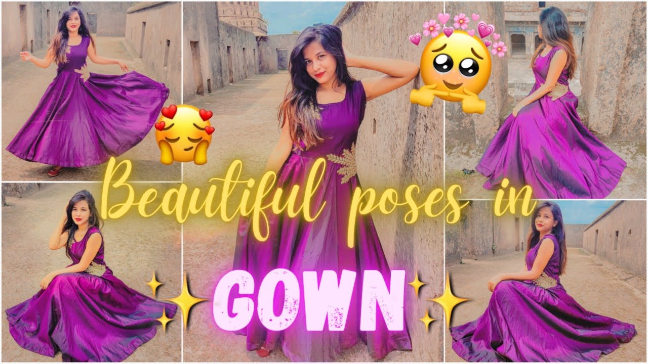 Beautiful Poses in Gown or Long Dress 💃 | Sitting poses in gown ...