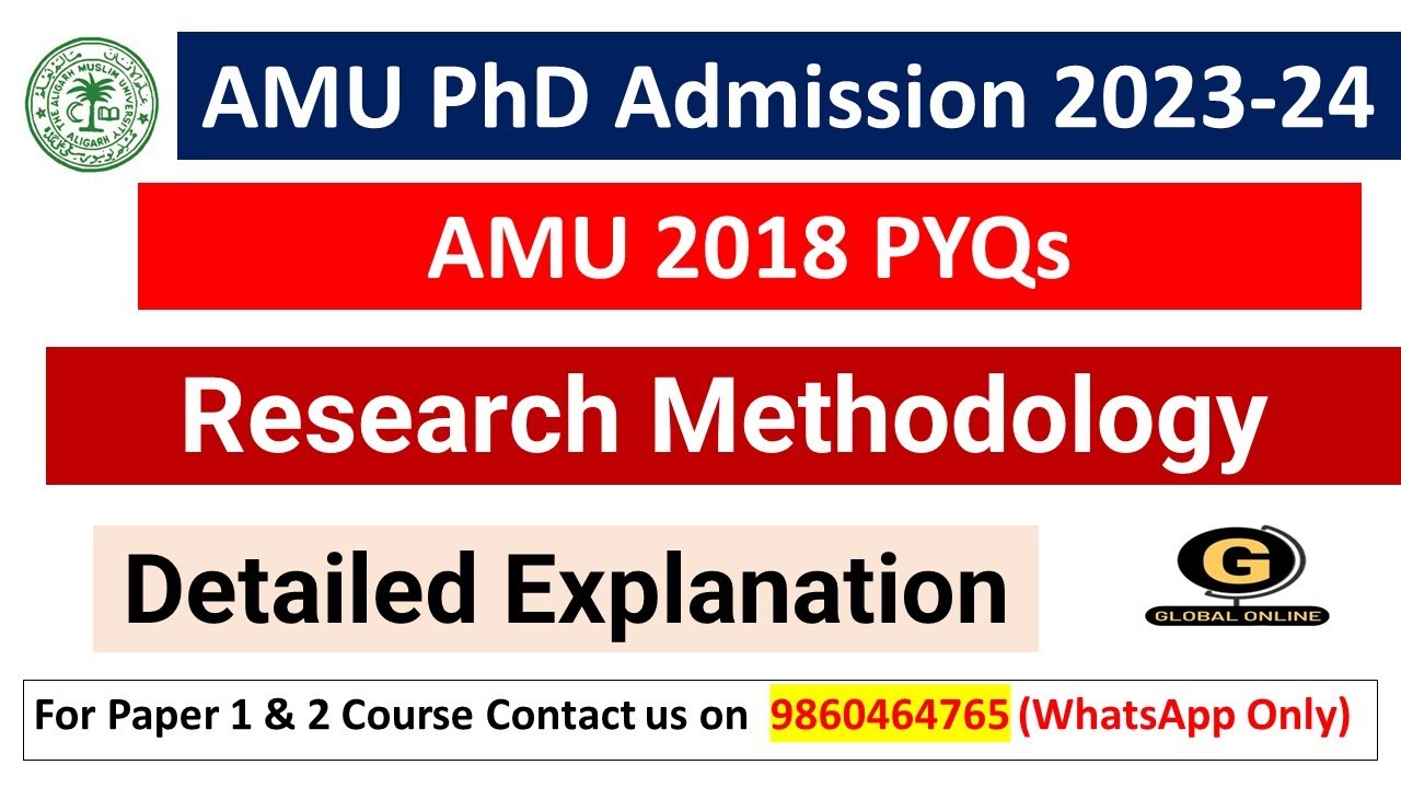 AMU PhD | AMU 2018 PYQs | Research Methodology | AMU PhD Entrance Exam 2023-24 | AMU PhD Exam ...