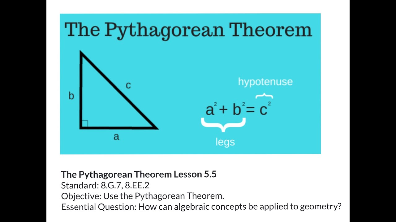 The Pythagorean Theorem Lesson 5.5 - YouTube