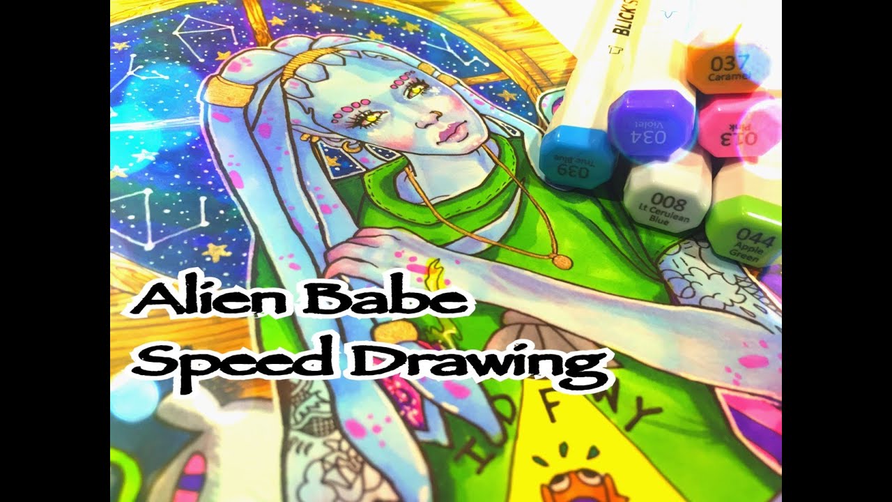 Alien Babe (Speed Drawing) - YouTube