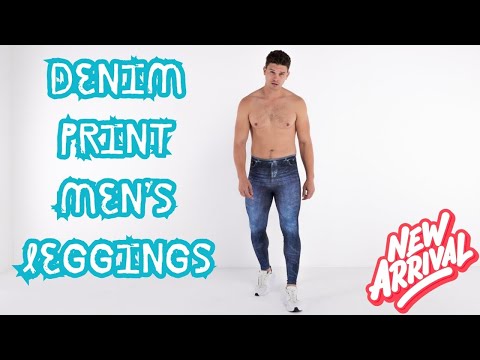 Men's Leggings With A Stylish Navy Jean Print