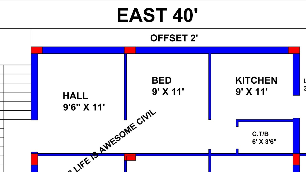 40 × 60 West Facing Owner With Rent Row House Plan Map - YouTube