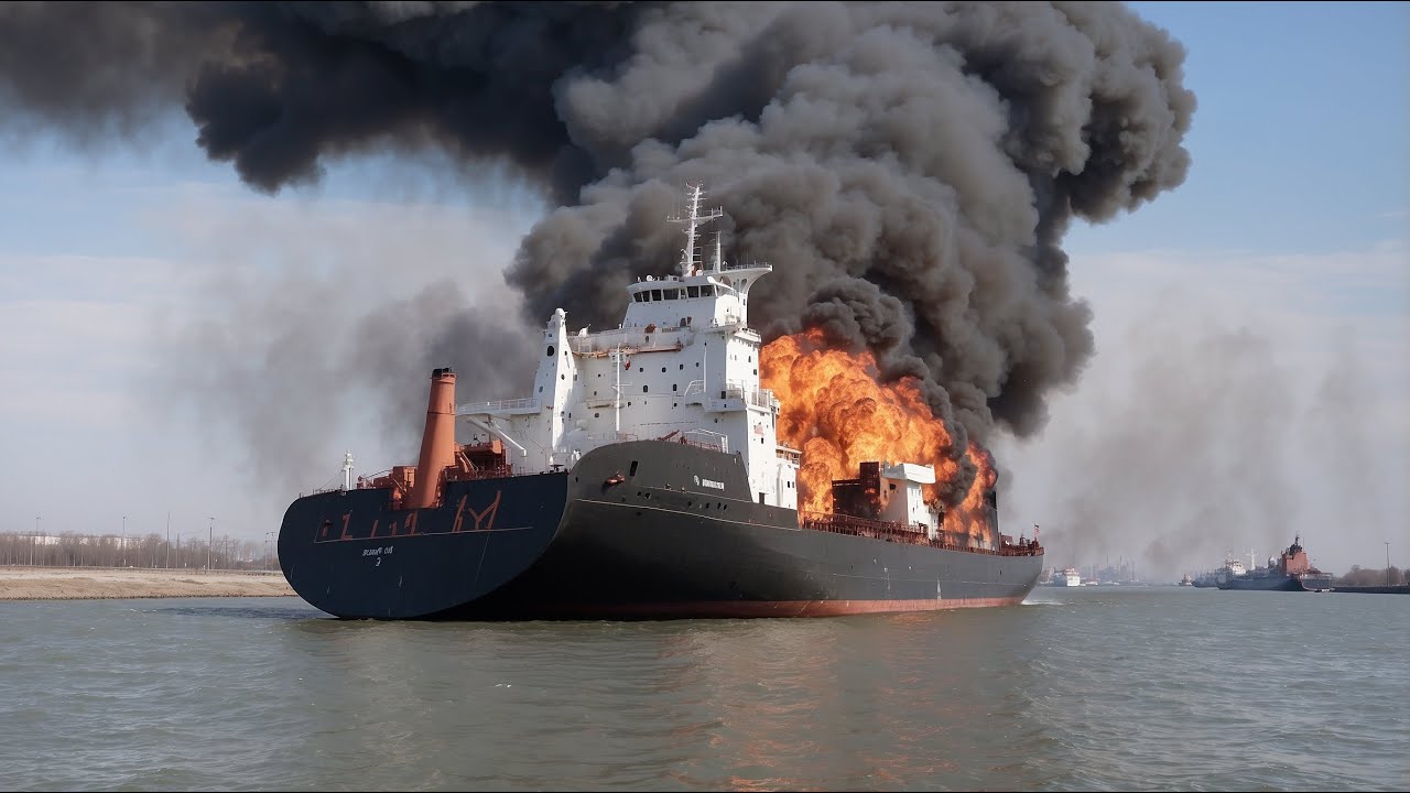 Scary moment! Russian cargo ship sunk by missile, Ukrainian F-16 ...
