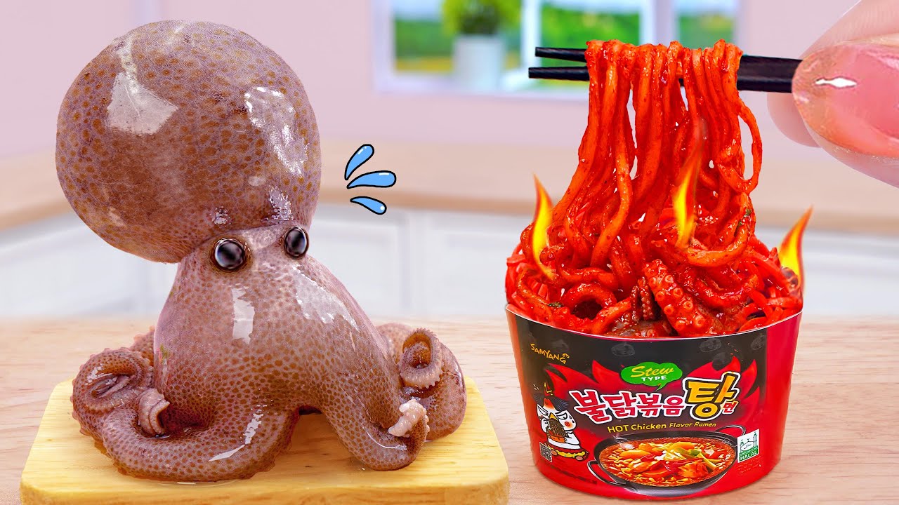 Hot vs Cold Challenge 🥵 Miniature Spicy Octopus Seafood Boil Korean ...