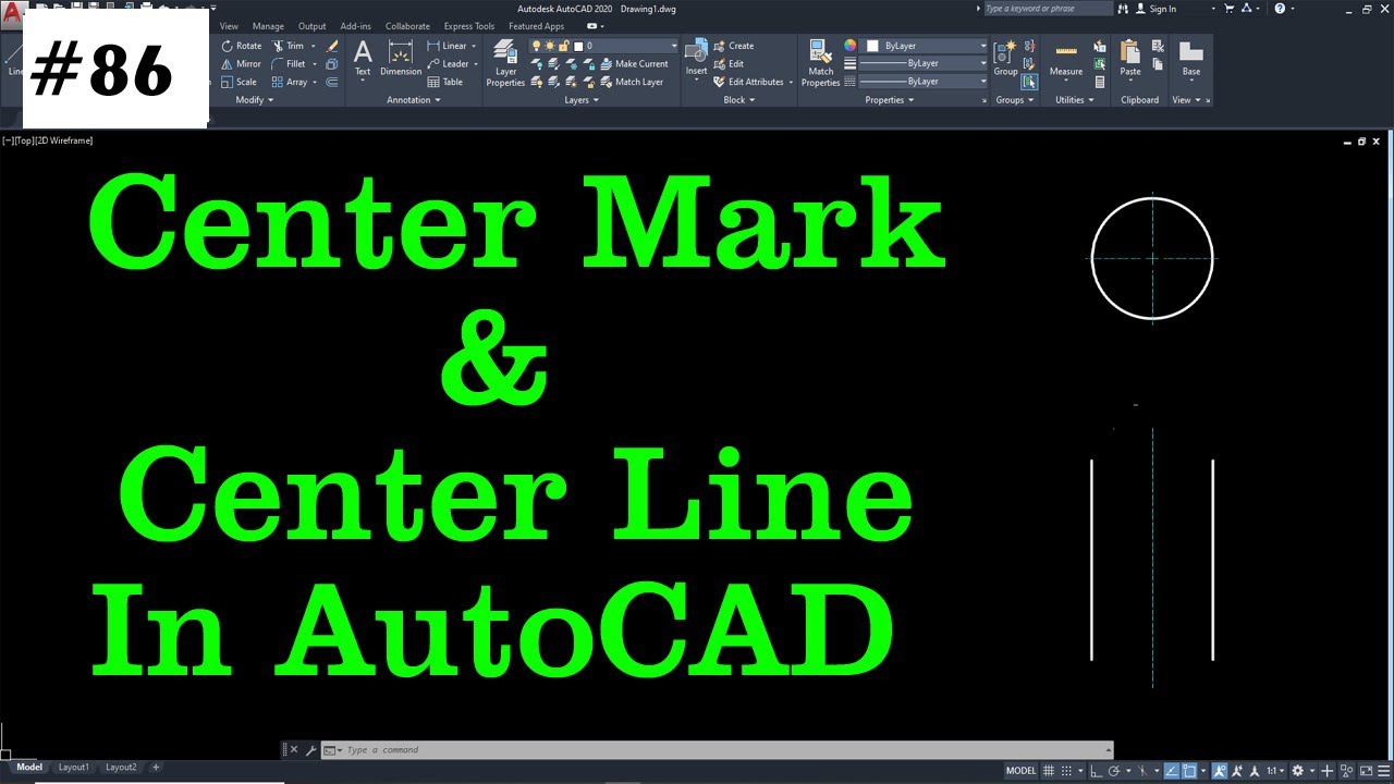 #86 Center Mark And Center Line In AutoCAD 2020 In Hindi/Urdu - YouTube