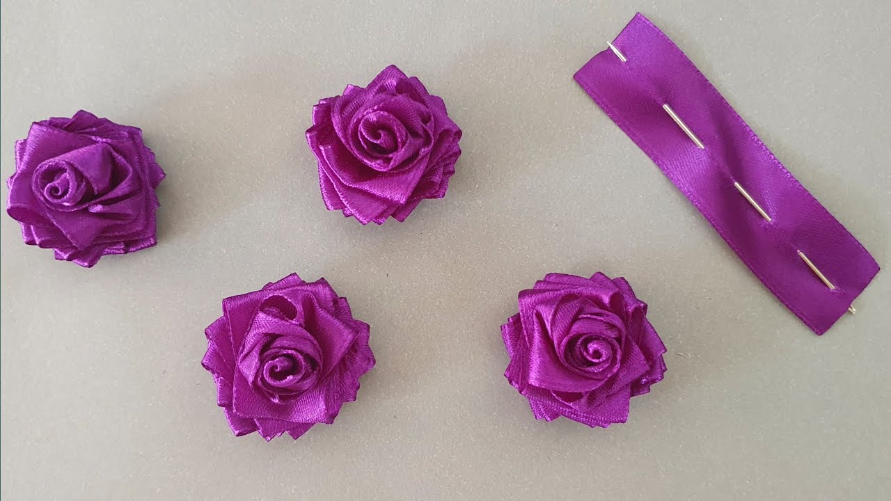 DIY Ribbon Flowers / How to make ribbon flowers / Easy making with ...