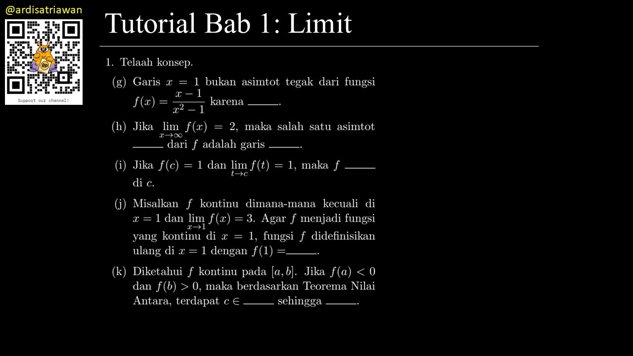 Tutorial Bab 1 - Limit: (1)(g-k) Telaah Konsep Bagian 1 - Matematika/Kalkulus 1 ITB - YouTube