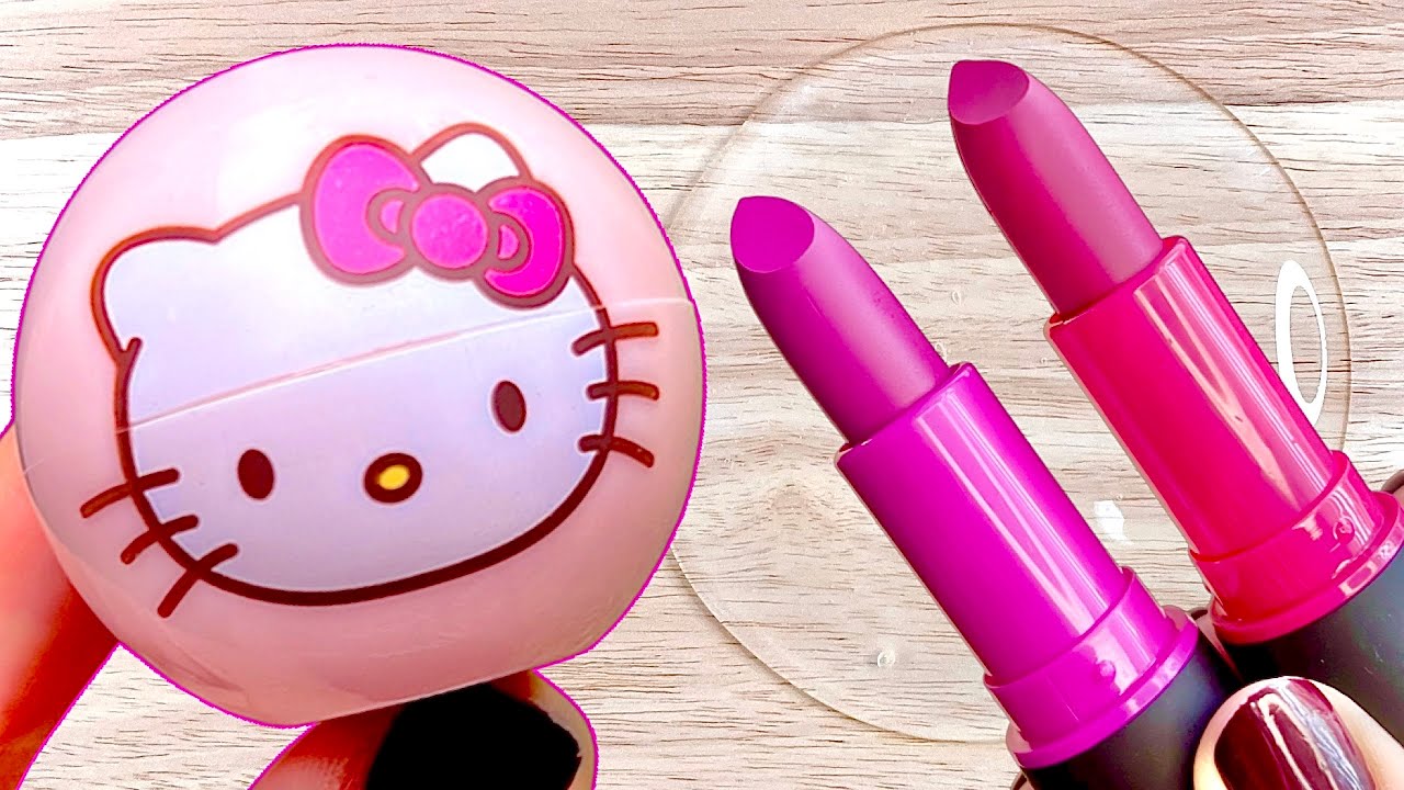 MAKEUP Slime Mixing!! Hello Kitty Satisfying Slime Coloring!! Series ...
