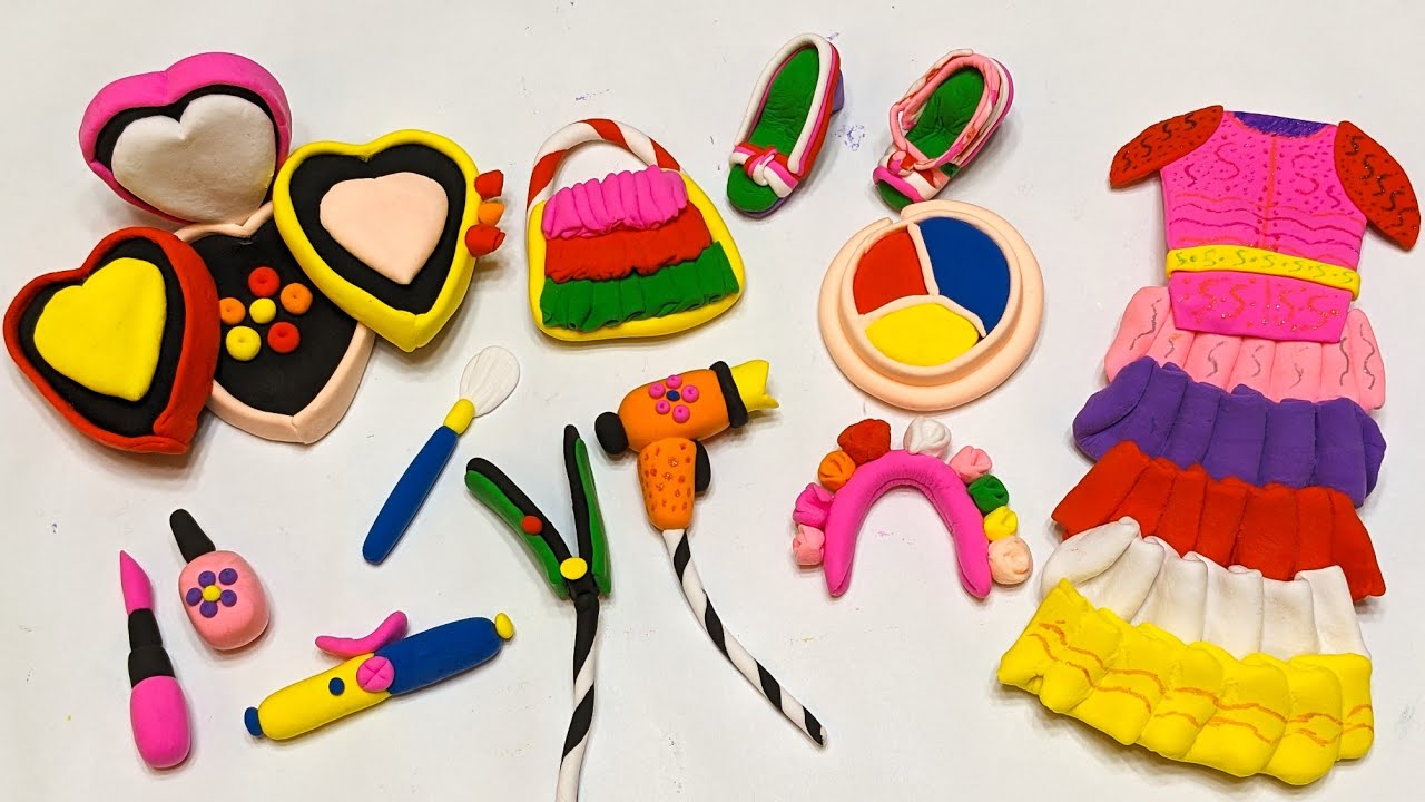 DIY How to Make Polymer Clay Miniature Makeup Set with Unicorn Dress ...