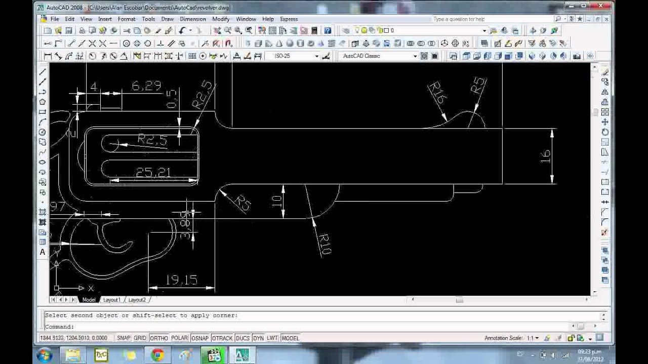 AutoCad 2008 Pistola Revolver parte 1/4.flv - YouTube