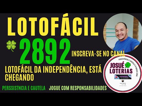 DICAS PARA LOTOFÁCIL 2892. VEJA COM ATENCÃO AS DICAS PARA LOTOFACIL 2892