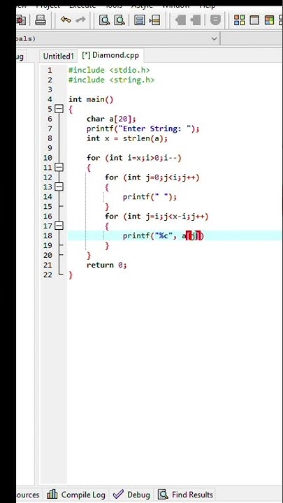 String diamond pattern in C - YouTube