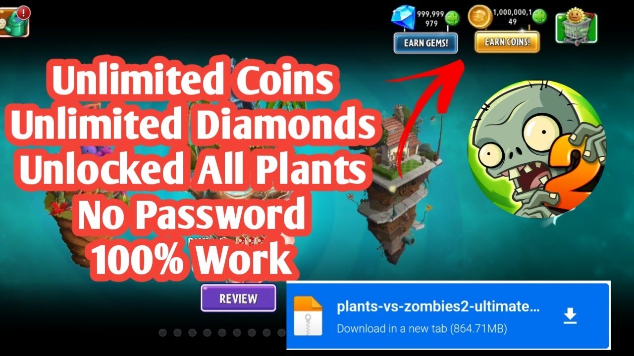 PLANTS VS ZOMBIES 2 MOD APK 12.0.1 ALL PLANTS UNLOCKED, MAX LEVEL ...