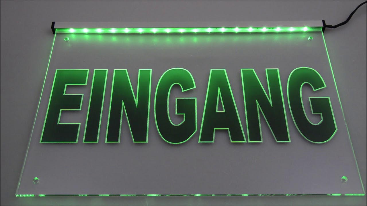 LED Gravur Leuchtschild Eingang / Werbeschild Hinweisschild SW-Schilder ...