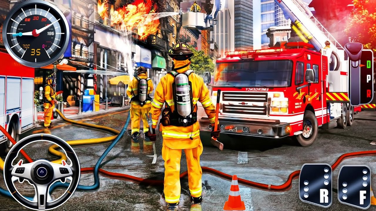 Fire truck simulator game - fire brigade simulator game - fire fighter ...