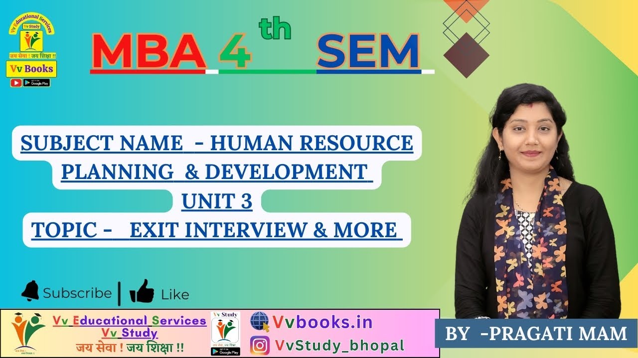 MBA 4SEM SUB- HUMAN RESOURCE PLANNING & DEVELOPMENT UNIT 3 TOPIC - EXIT INTERVIEW AND MORE - YouTube