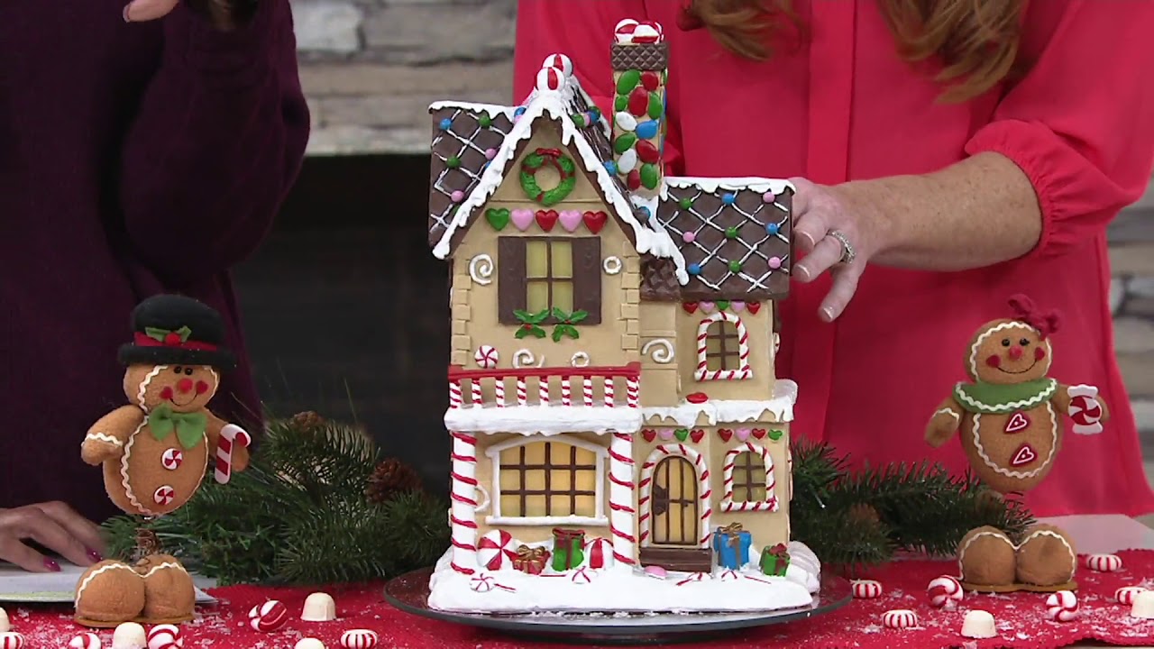 Plow & Hearth Illuminated Gingerbread House with Candy Accents on QVC ...