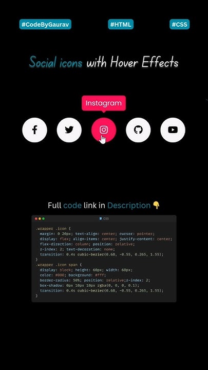 🔥 Social Icons with Hover Effects | Pure CSS #webdevelopment #coding #hovereffect #shorts - YouTube