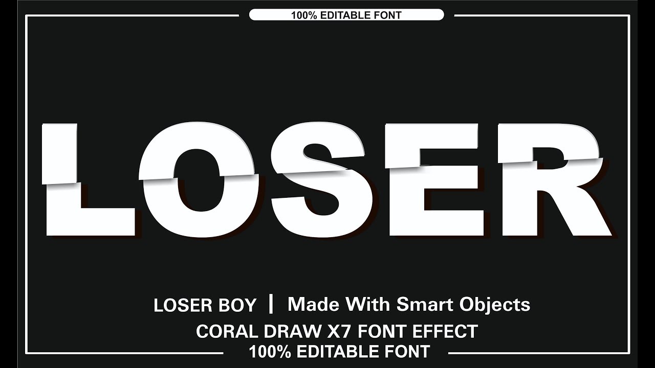 Text effect in coral draw (loser boy) - YouTube