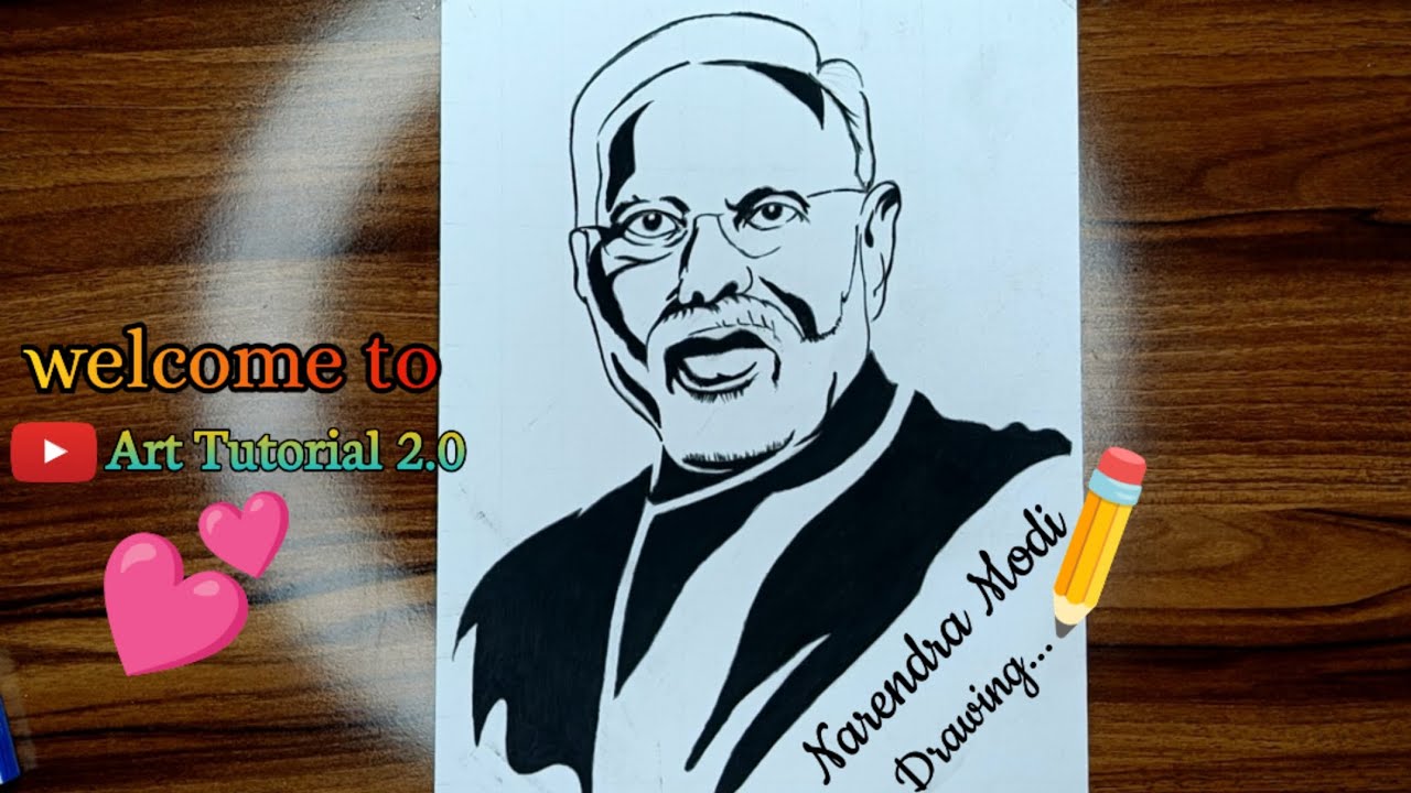 Narendra Modi Drawing ||Modi Drawing|| How to draw PM Narendra Modi ji ...