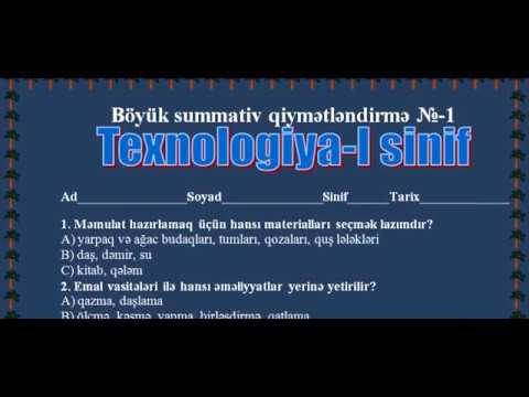 Texnologiya-I sinif   test nümunesi BSQ-1