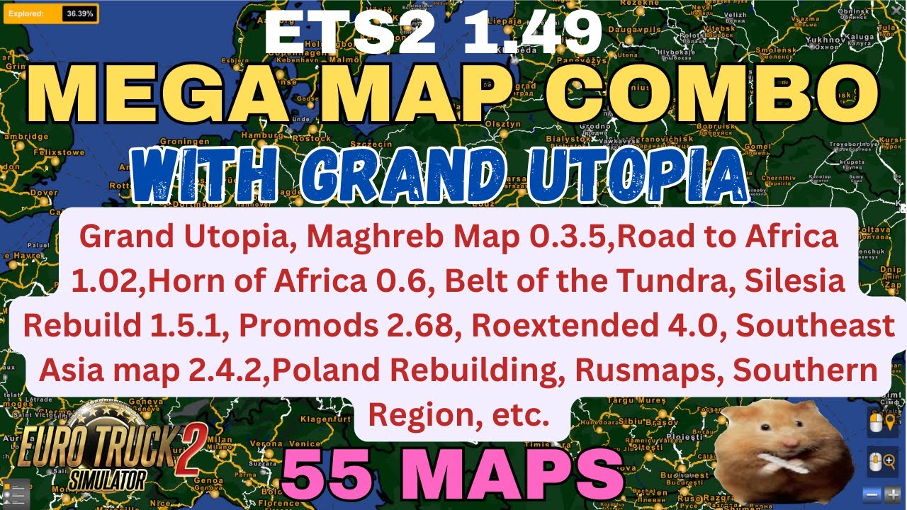 ETS2 1.49 BIG MAP COMBO With Grand Utopia 55 Maps - YouTube