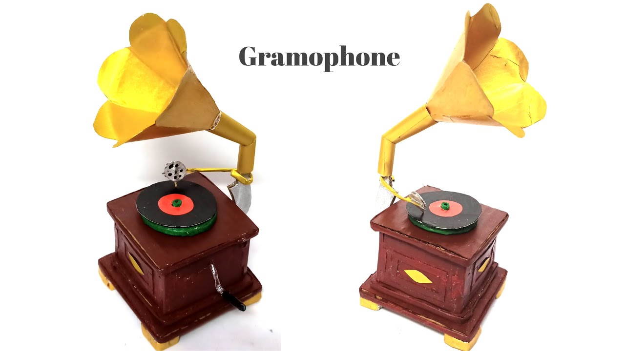 DIY miniature craft gramophone making||Paper made Gramophone - YouTube