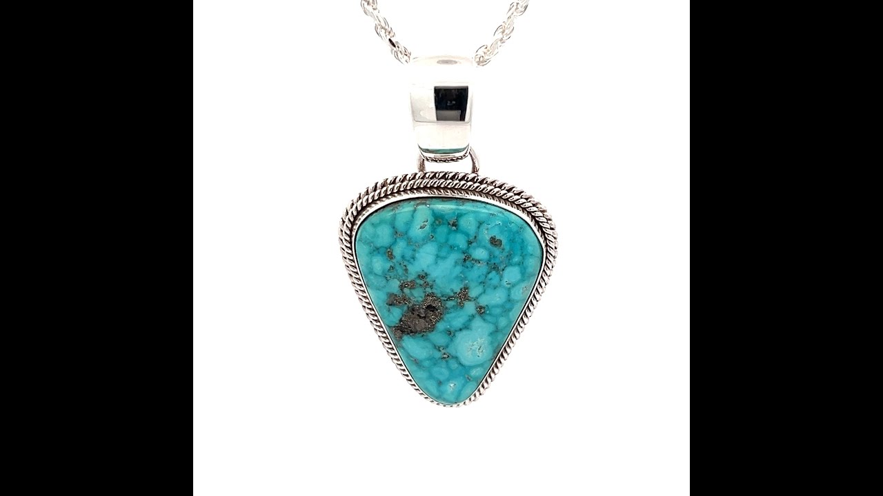 Artie Yellowhorse Genuine Kingman Turquoise Sterling Silver Pendant ...