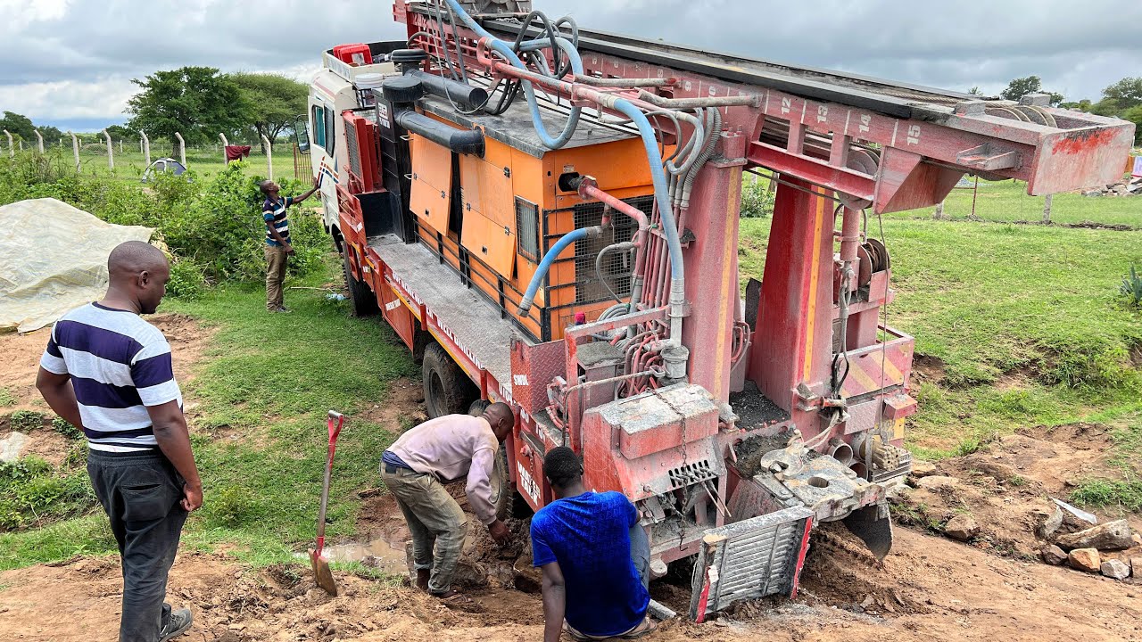 The well drilling truck has sunk in.... - YouTube