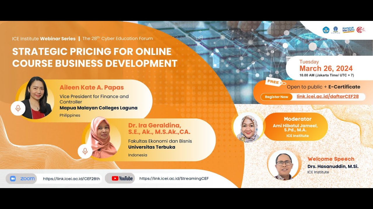 The 28th Webinar Cyber Education Forum (CEF) : "Strategic Pricing for Online Course Business ...