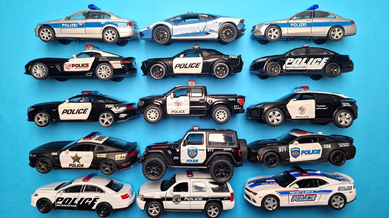 Police Model Cars 15 Units all black, blue and silver * - YouTube