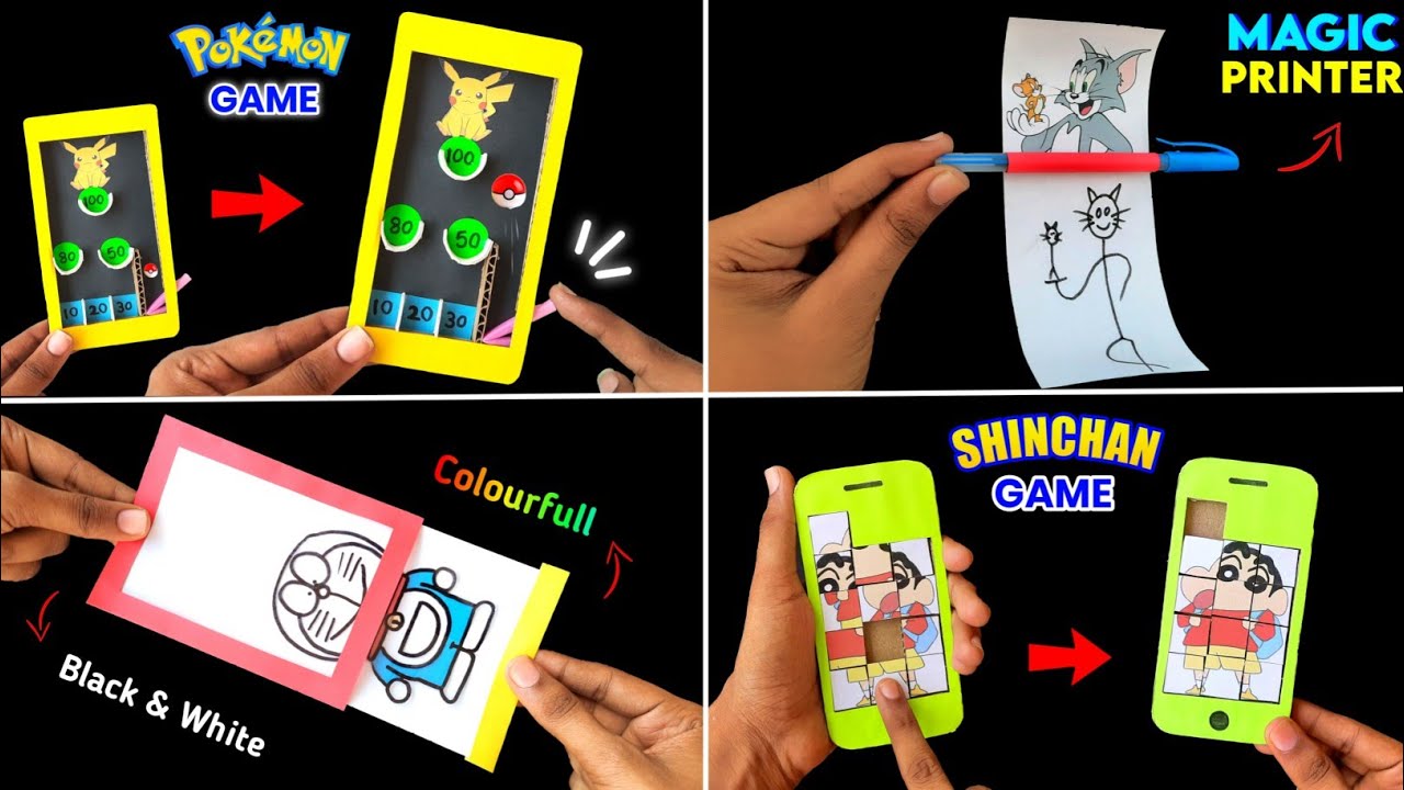 4 Amazing Cartoon toy , how to make colour changing paper toy , amazing ...