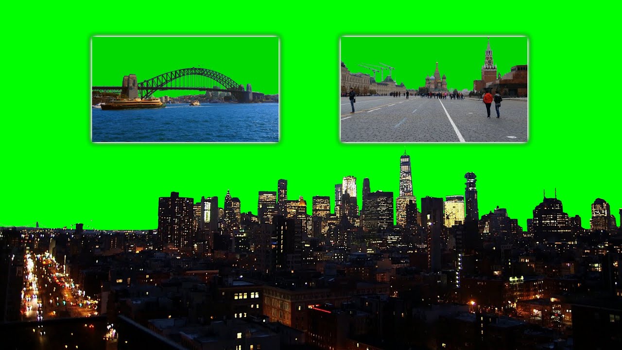 Real City Green Screen (Manhattan at Night) ~ 2 Bonus Vids & Free Alpha ...