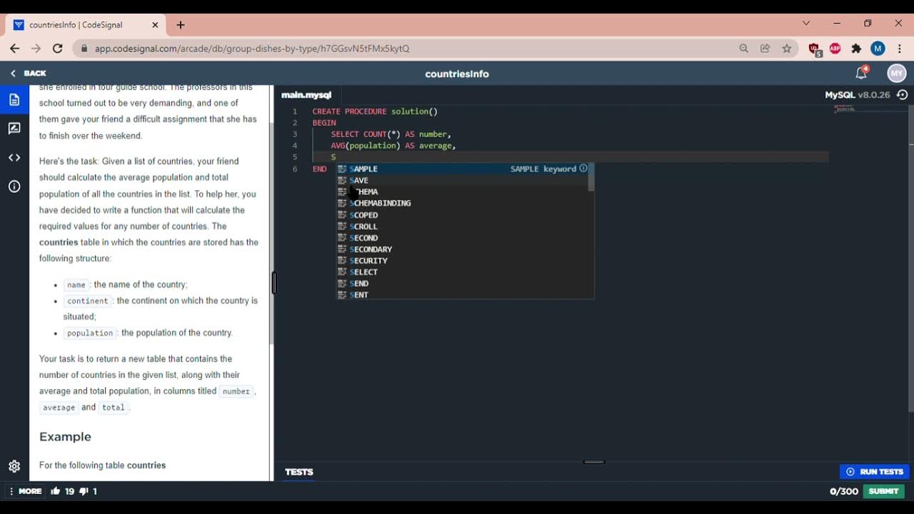 countriesInfo CodeSignal SQL MySQL - YouTube