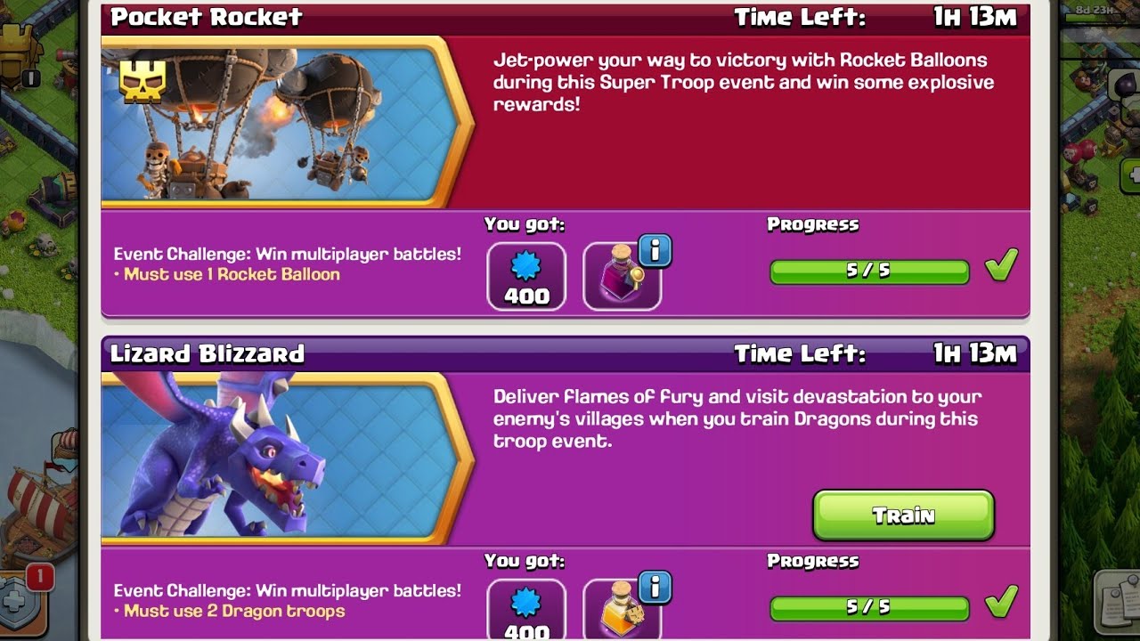 How to Complete Pocket Rocket, Lizard Blizzard & Tiny & Shiny Event in Clash of Clans - YouTube