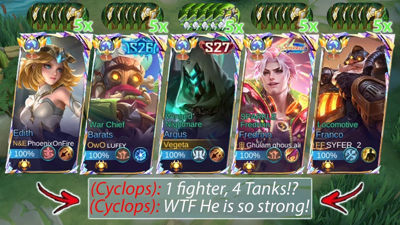 1 Fighter 4 Tanks in one Team | Best Ranked Match Ever | MLBB - YouTube