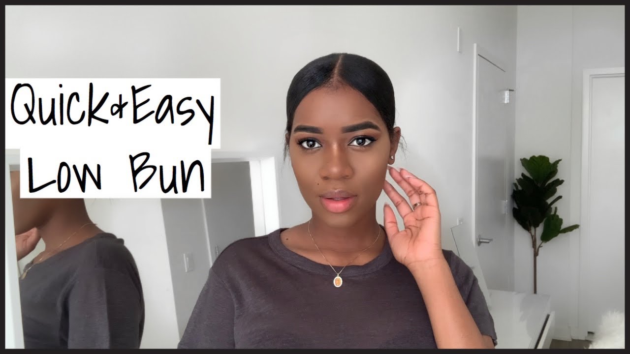 Middle Part Low Bun Relaxed Hair Youtube